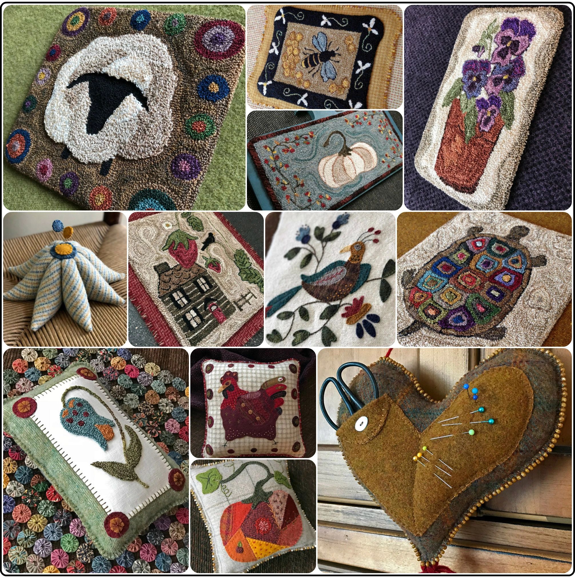 Cross Stitch, Punch Needle, Wool Applique Patterns